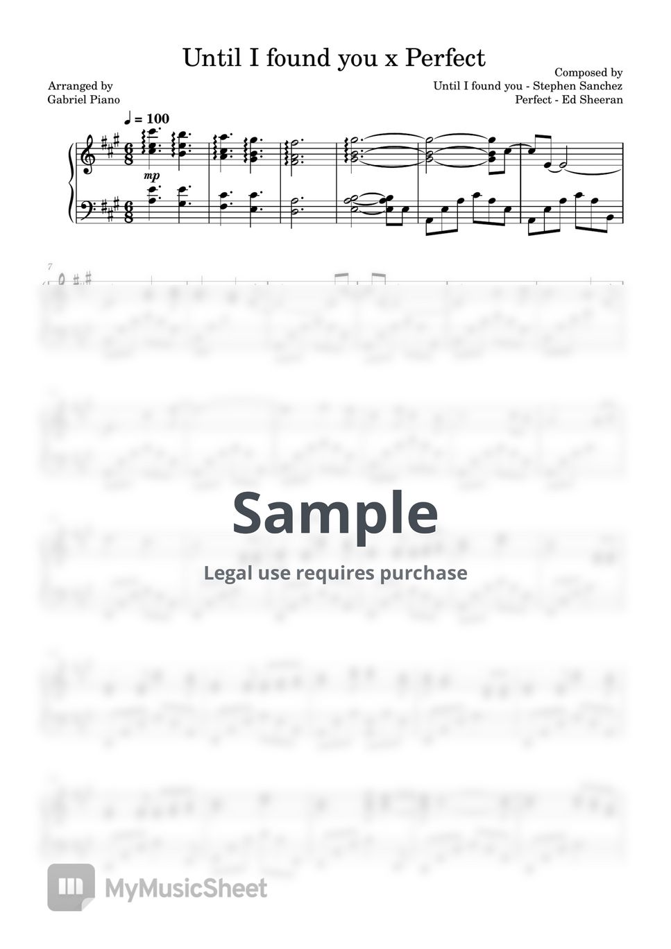 Ed Sheeran & Stephen Sanchez - Perfect x Until I found you Sheet Music ...