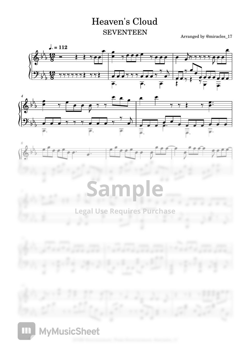 SEVENTEEN - Heaven's Cloud Sheet Music by @miracles_17