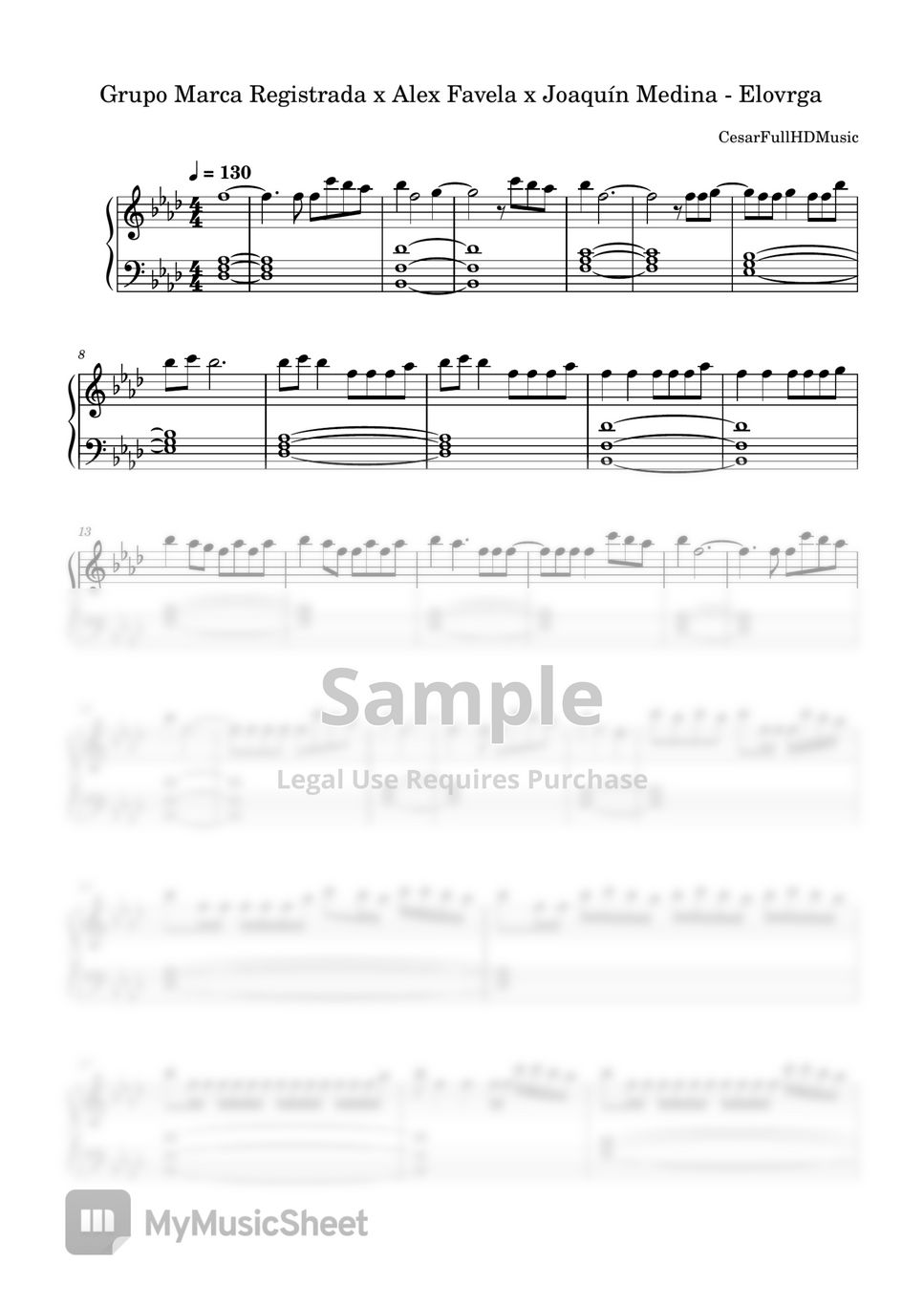 Grupo Marca Registrada x Alex Favela x Joaquín Medina - Elovrga Sheet Music