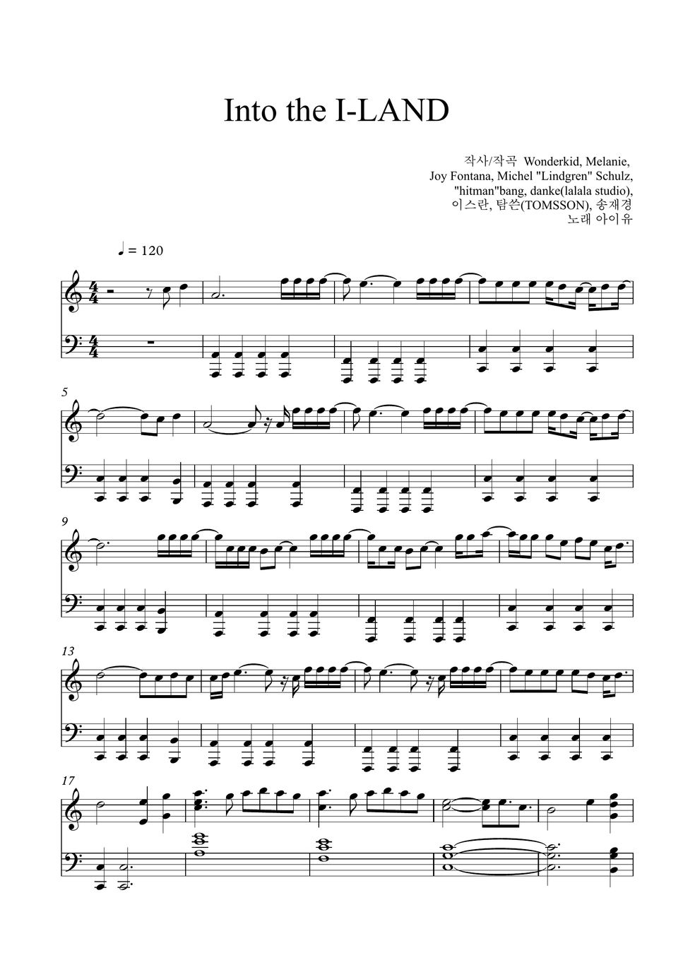 IU(아이유) - Into the I-LAND Sheet by I can play the Piano