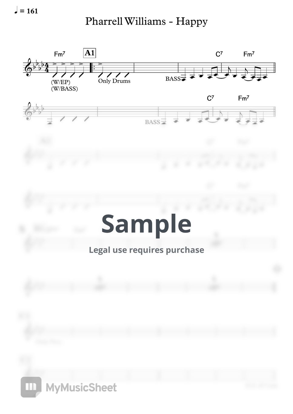 Pharrell Williams - Happy Tab + 1staff by edward8561