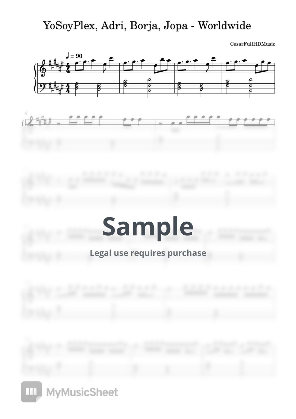 YoSoyPlex, Adri, Borja, Jopa - Worldwide Lembar Musik