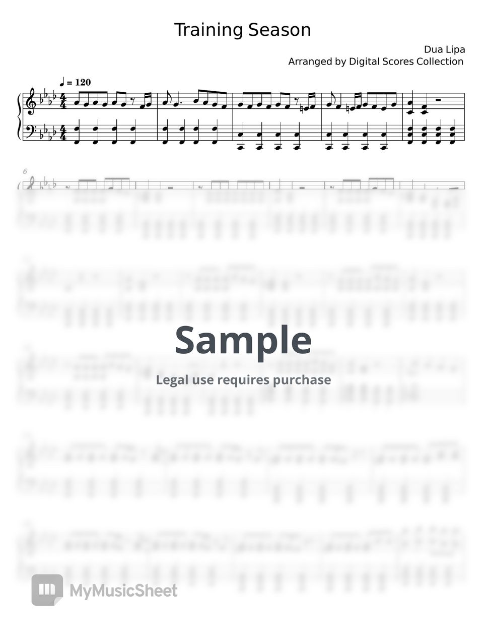 Dua Lipa - Training Season 악보 by Digital Scores Collection