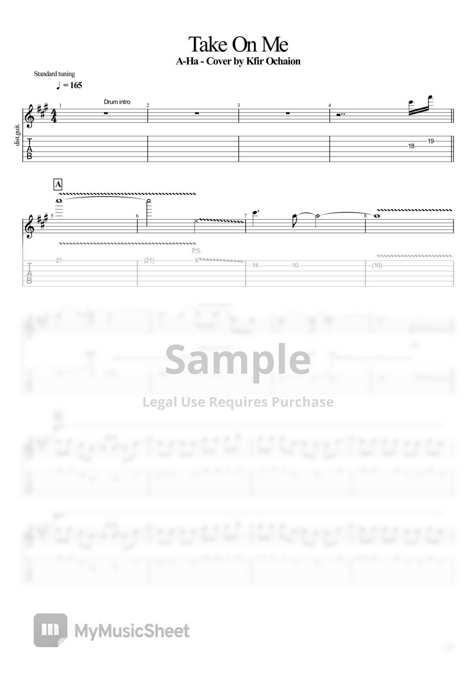 A-Ha - Take On Me Sheets by Kfir Ochaion