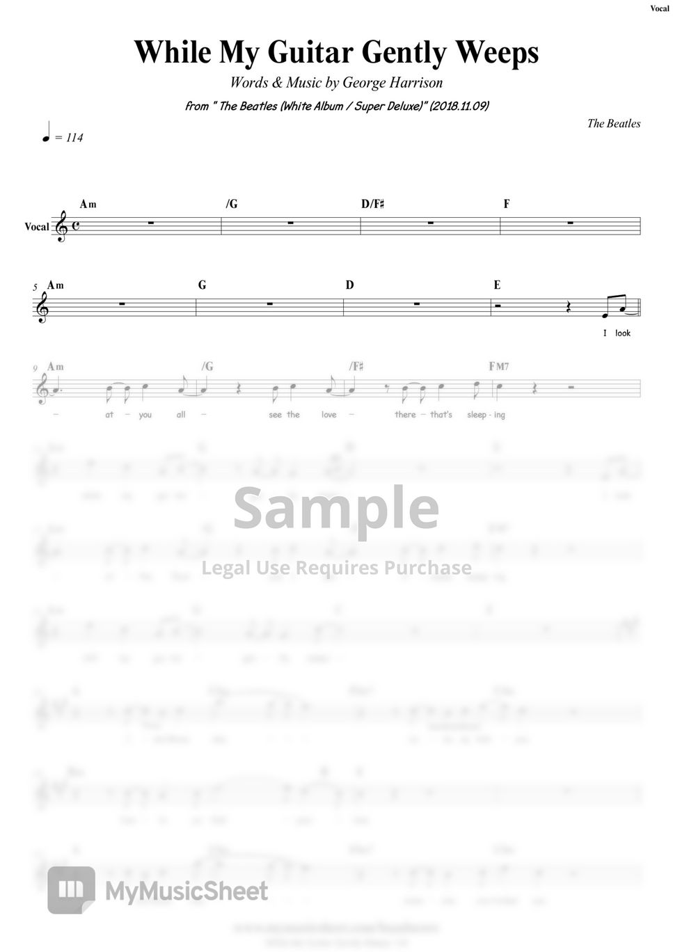 While My Guitar Gently Weeps - The Beatles | Vocal 멜로디 Sheets