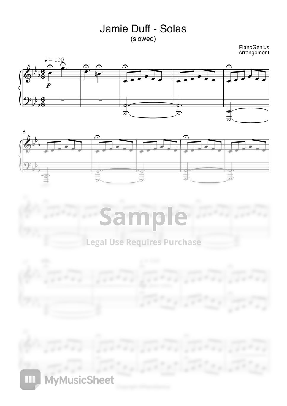 Jamie Duff - Solas (slowed) แผ่น by PianoGenius