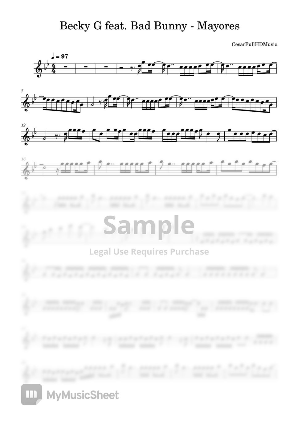 Becky G feat. Bad Bunny - Mayores Sheet Music