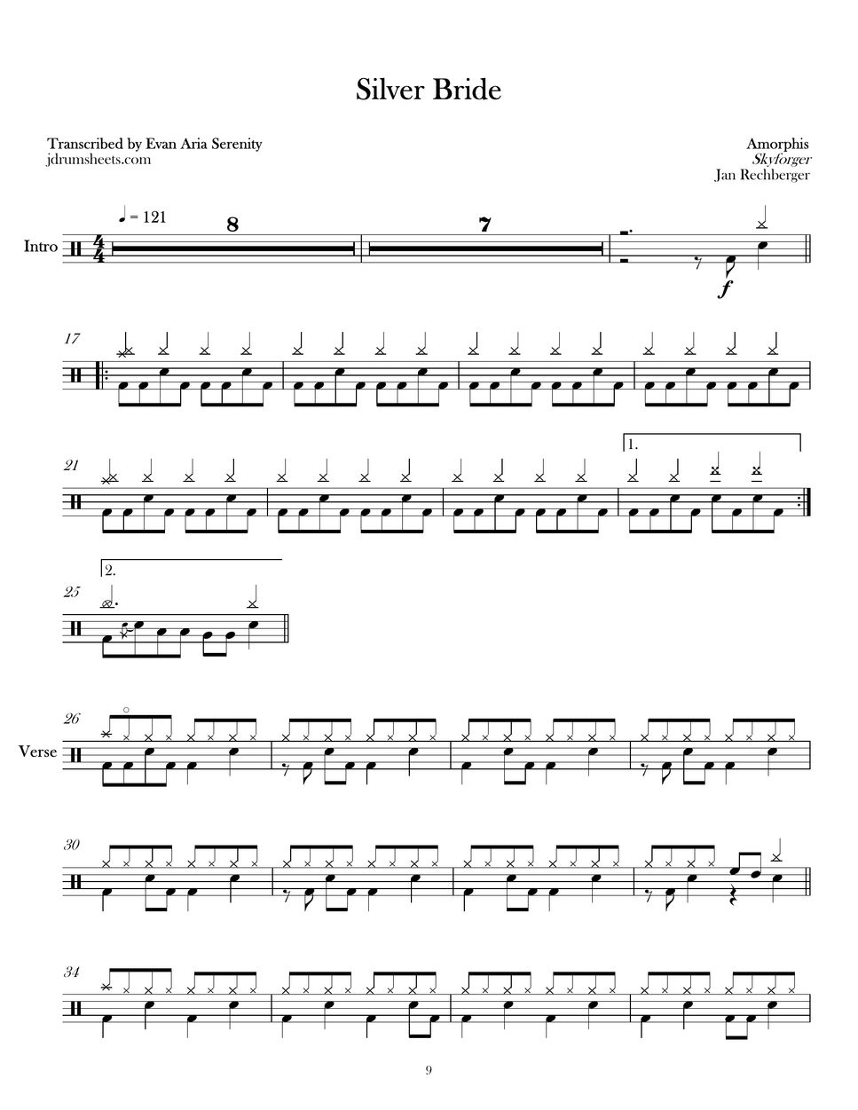 Amorphis - Silver Bride 악보 by Evan Aria Serenity