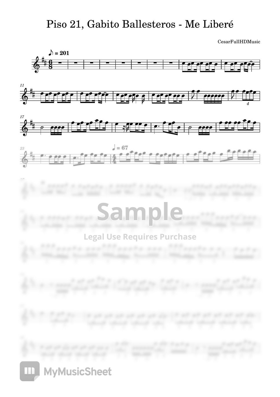 Piso 21, Gabito Ballesteros - Me Liberé Sheet Music