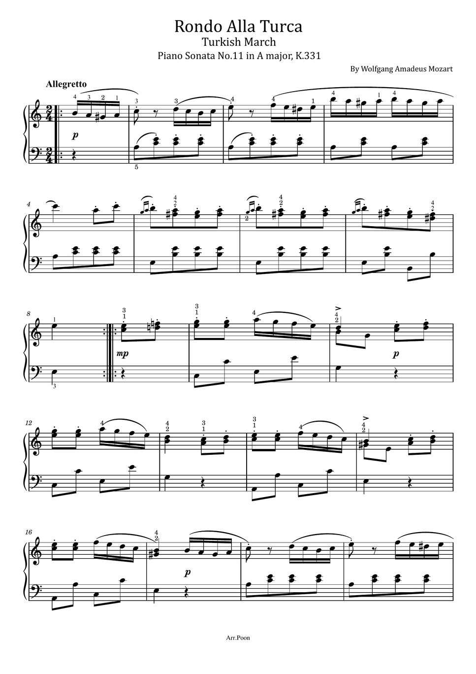 Wolfgang Amadeus Mozart - Rondo Alla Turca (Piano Sonata No.11 in A ...