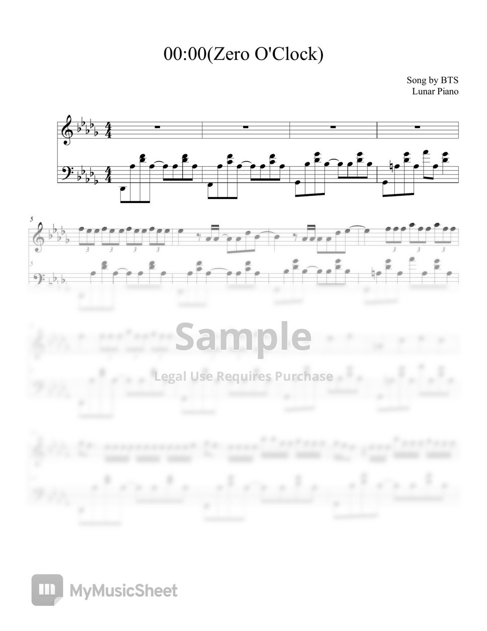 BTS - 00:00(Zero O'Clock) Sheets by Lunar Piano