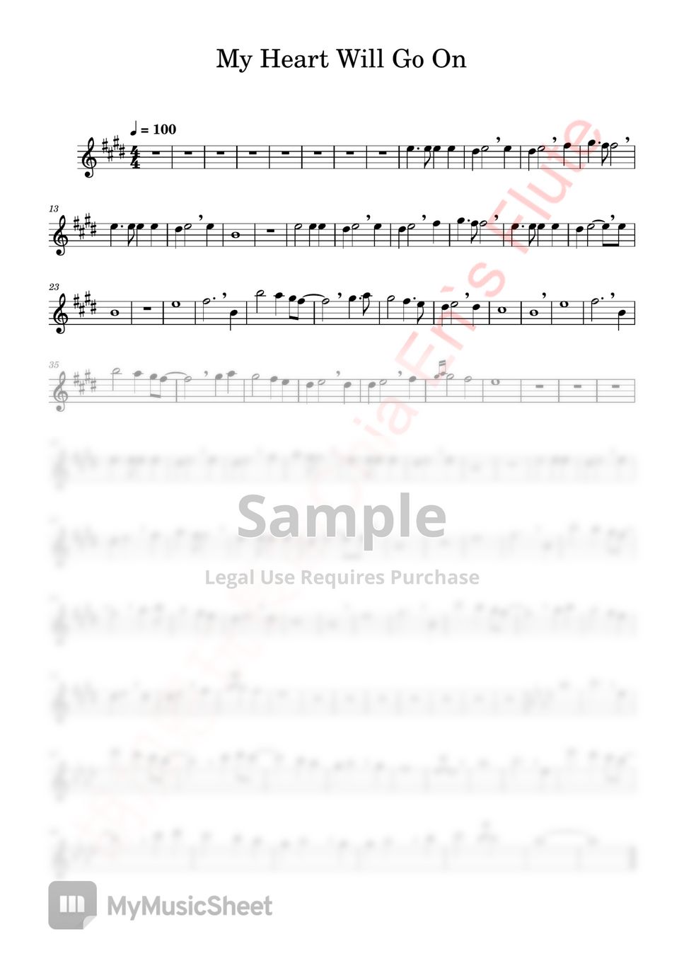 Celine Dion - My Heart Will Go On Sheets by 胡加恩玩長笛