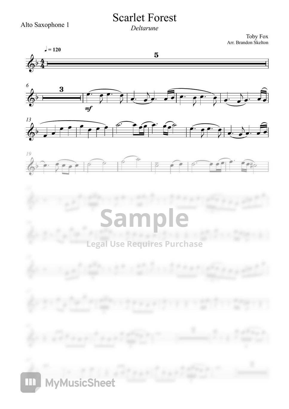 Toby Fox - Scarlet Forest (Parts) Sheet Music by Brandon Skelton