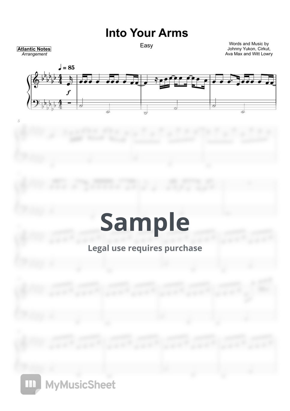 Witt Lowry, Ava Max - Into Your Arms Sheet Music by Atlantic Notes