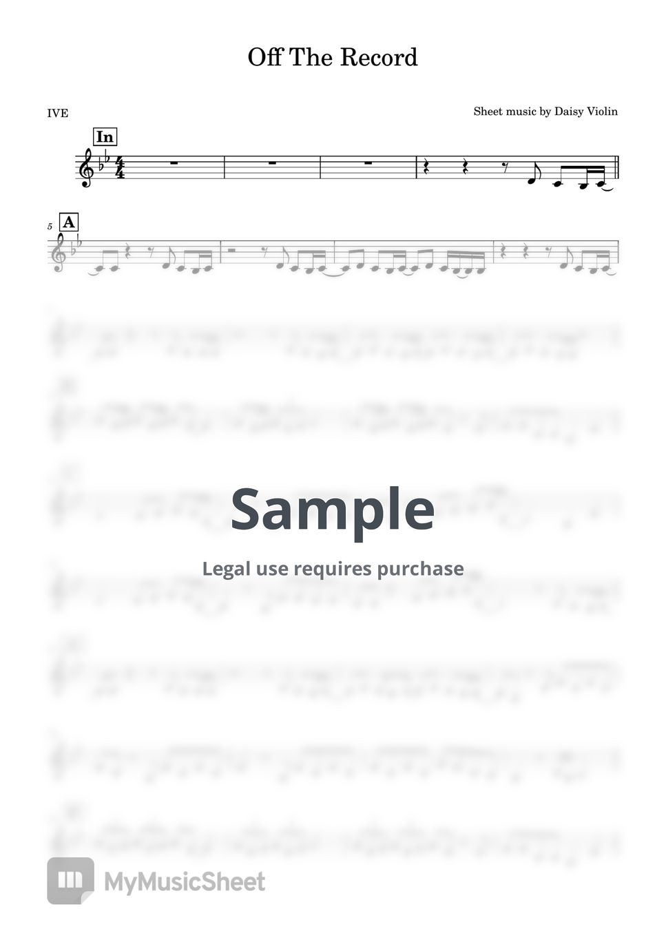 IVE - Off The Record (Violin) 악보 by Daisy