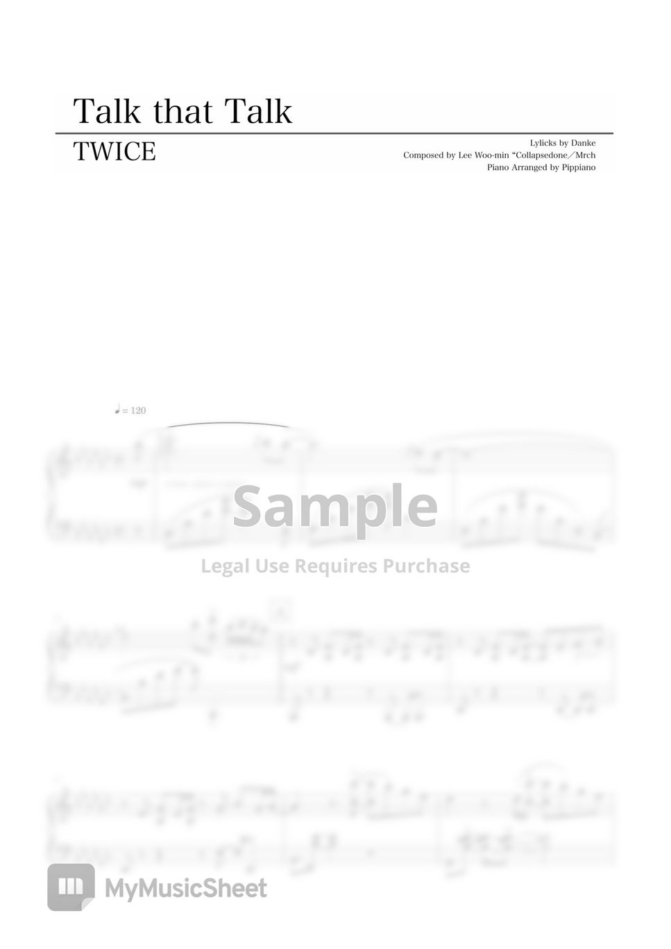 TWICE - Talk that Talk Sheet Music by Pippiano