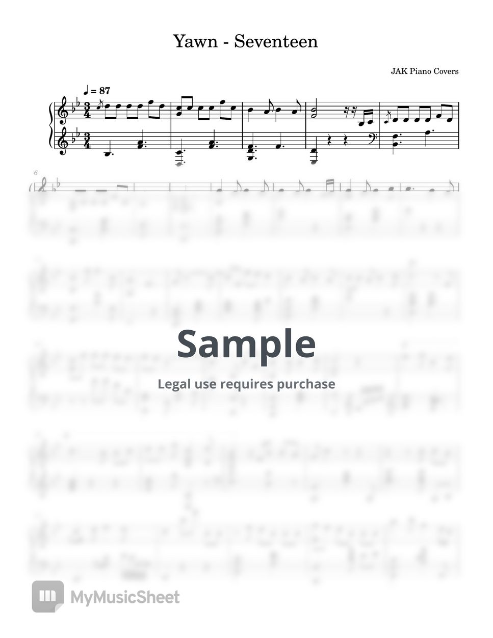 SEVENTEEN - 하품 (Yawn) Sheets by JAK Piano