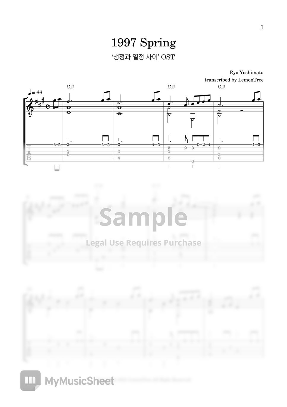 Ryo Yoshimata - 1997 Spring (TAB) Sheets by LemonTree
