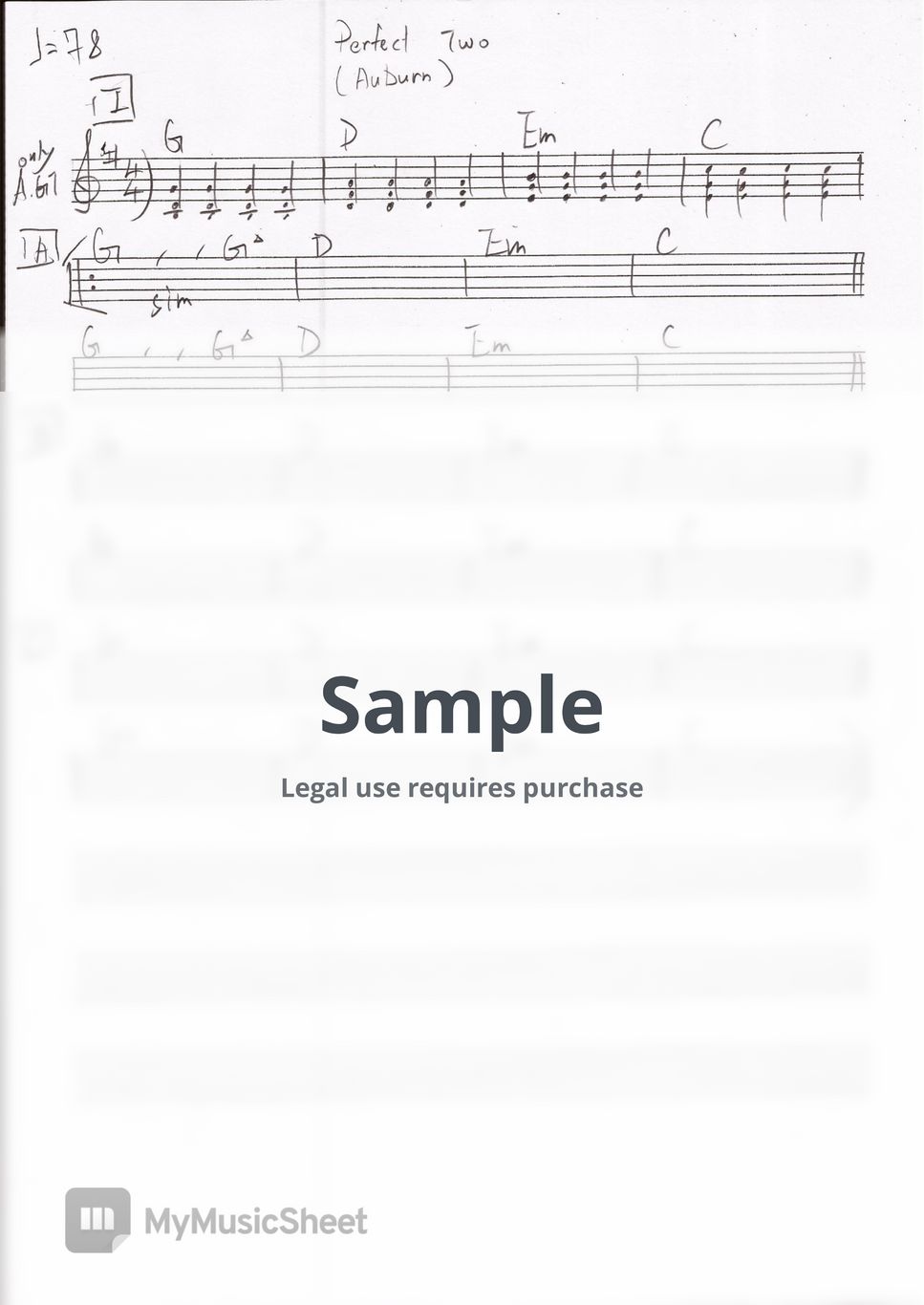 Auburn - Perfect Two Tab + 1staff by edward8561