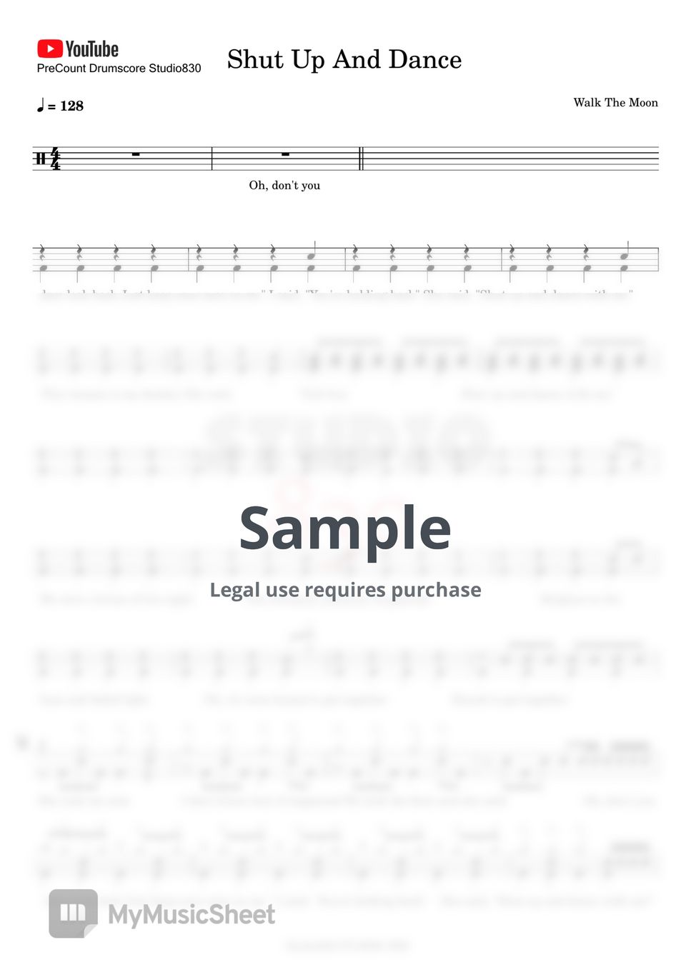 Walk The Moon - Shut Up And Dance Sheets by Studio830