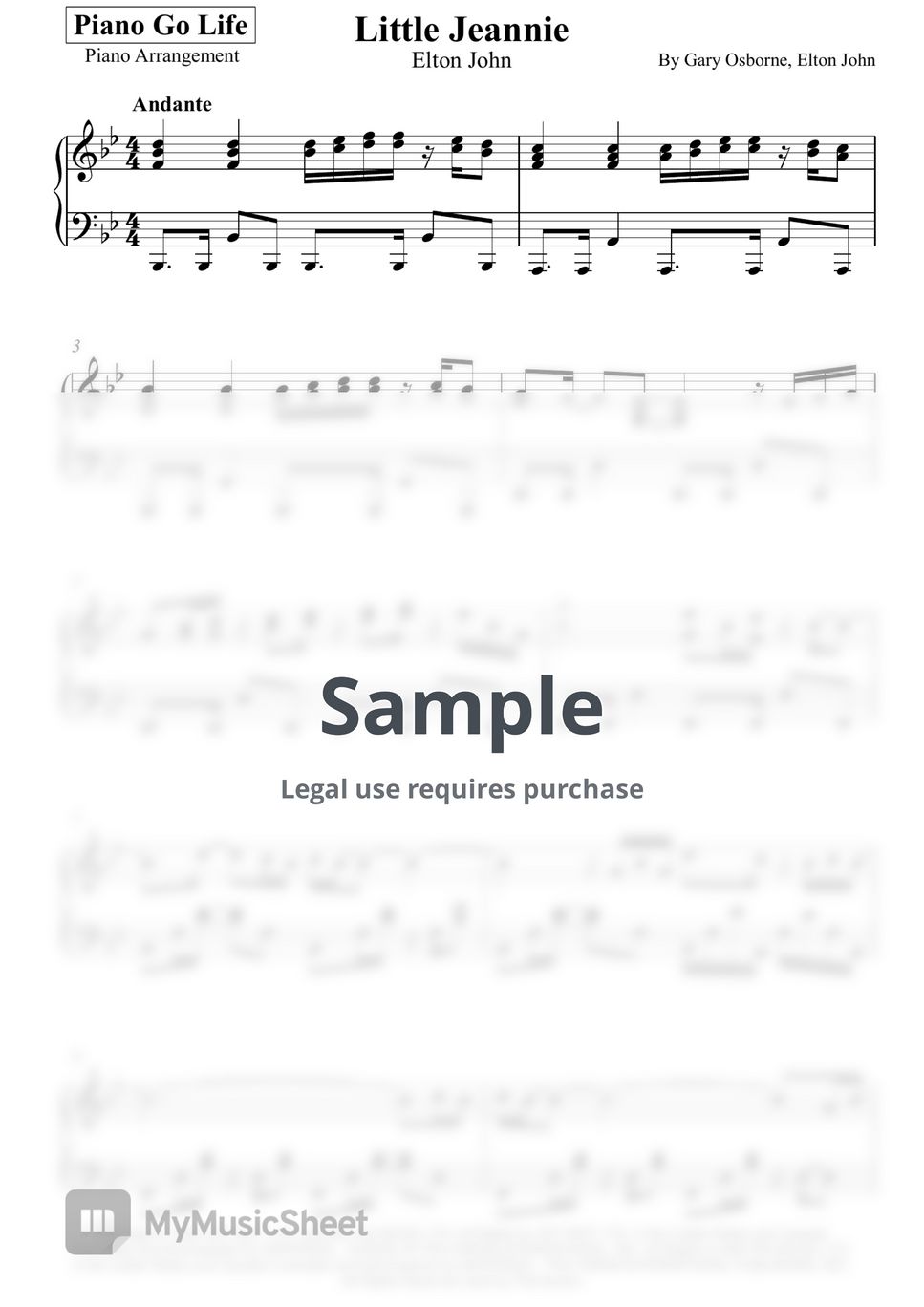 Elton John - Little Jeannie Sheet Music by Piano Go Life
