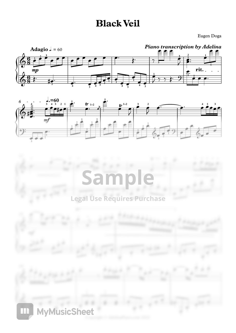 Eugen Doga - Black Veil Sheets by Adelina Piano