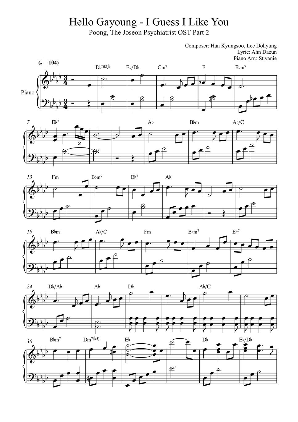 Hello Gayoung 안녕하신가영 - Hello Gayoung 안녕하신가영 - I Guess I Like You Sheet ...