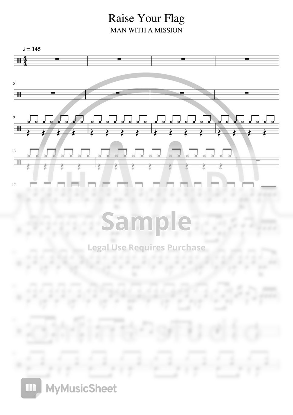 MAN WITH A MISSION - Raise Your Flag (Drum) Лист by HMD online studio