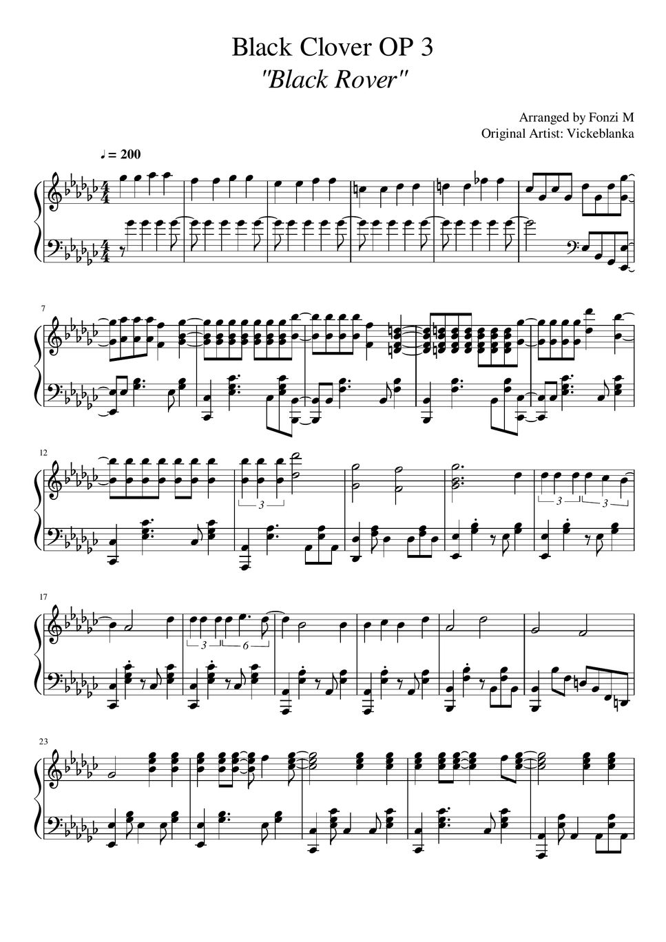 Vickeblanka - Black Clover OP 3 - "Black Rover" Sheets by Fonzi M