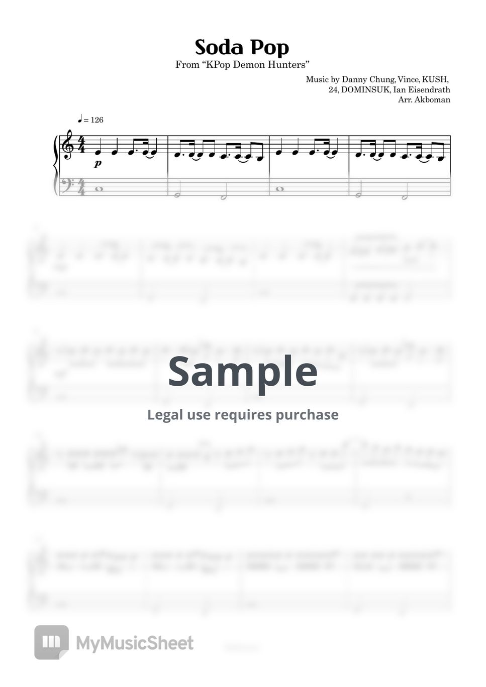 KPop Demon Hunters - Soda Pop Piano Sheet Music PDF | Akboman | mymusic5