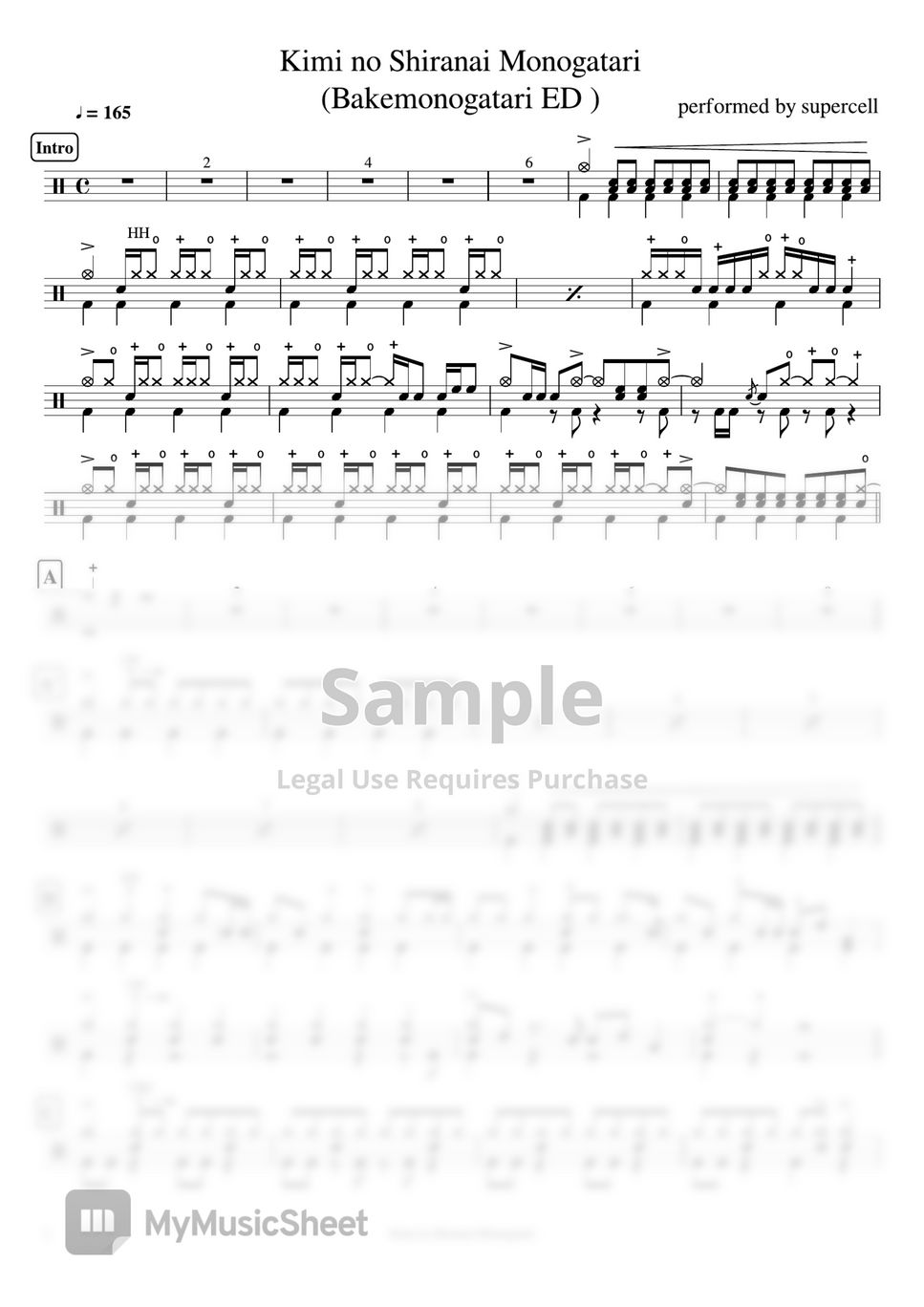 supercell - Kimi no Shiranai Monogatari (Bakemonogatari ED ) Sheets by ...