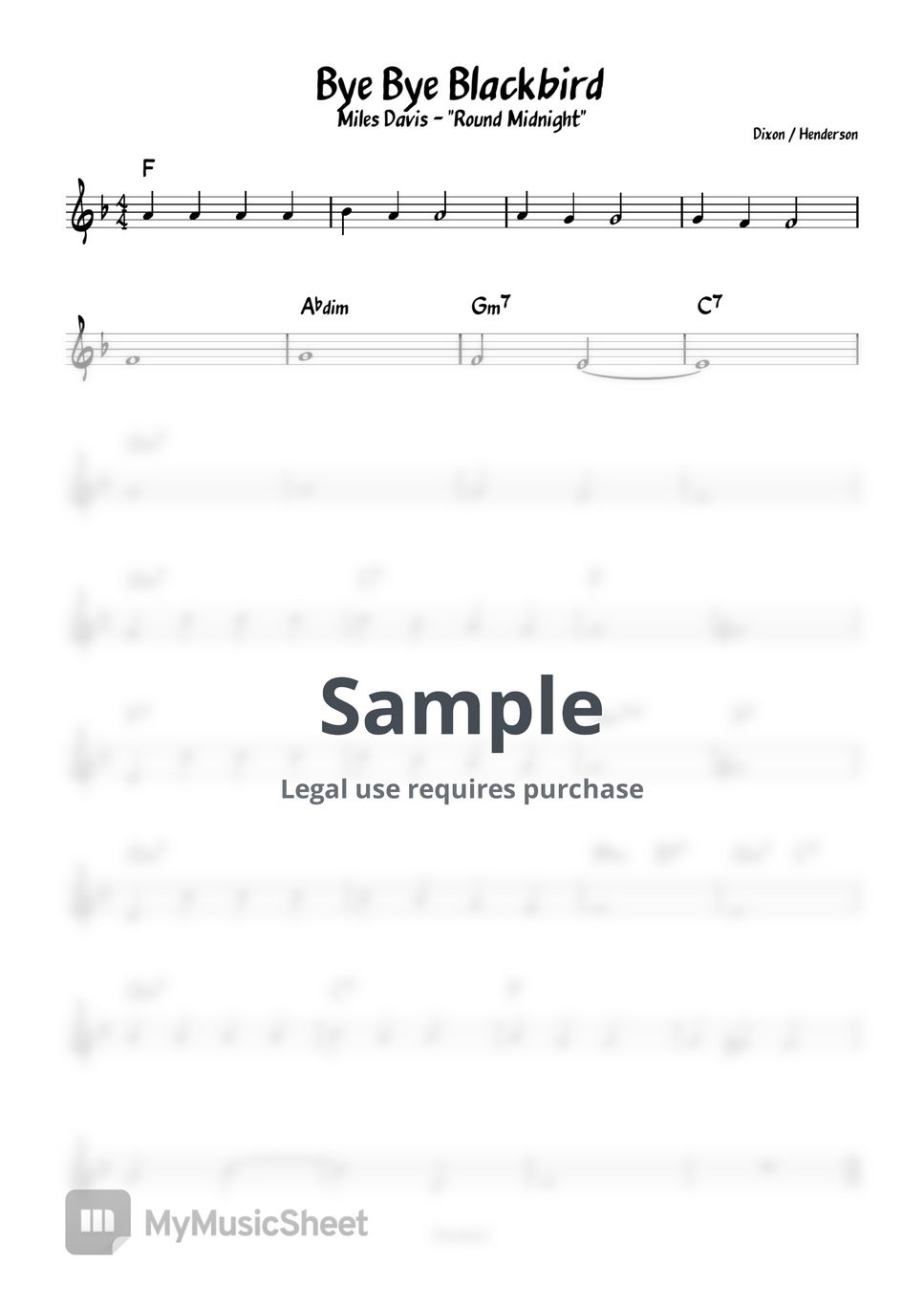 Ray Henderson - Bye Bye Blackbird 악보 by Won, Jong Hwa