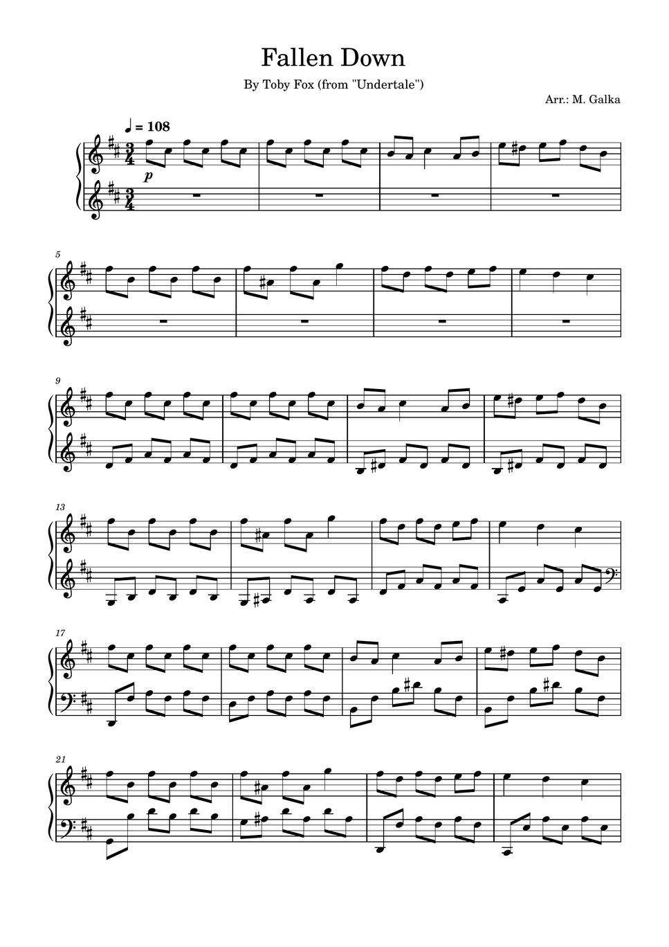 Toby Fox - Fallen Down (from Undertale) [Piano Cover] 曲谱 by M. Galka