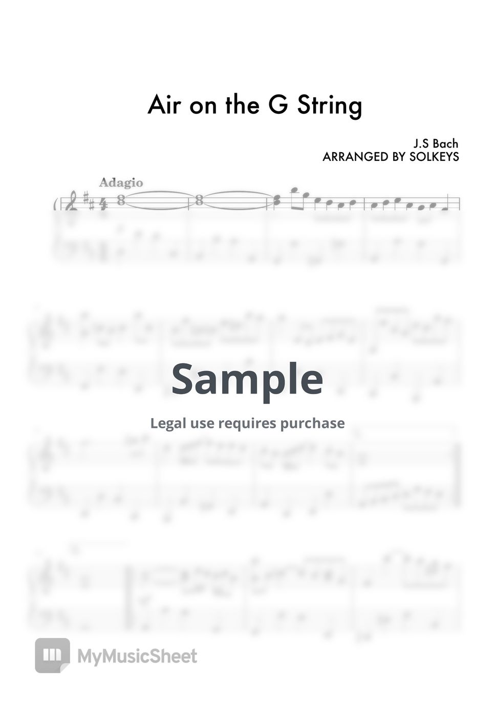 J.S Bach - Air On The G String Sheets by SolKeys