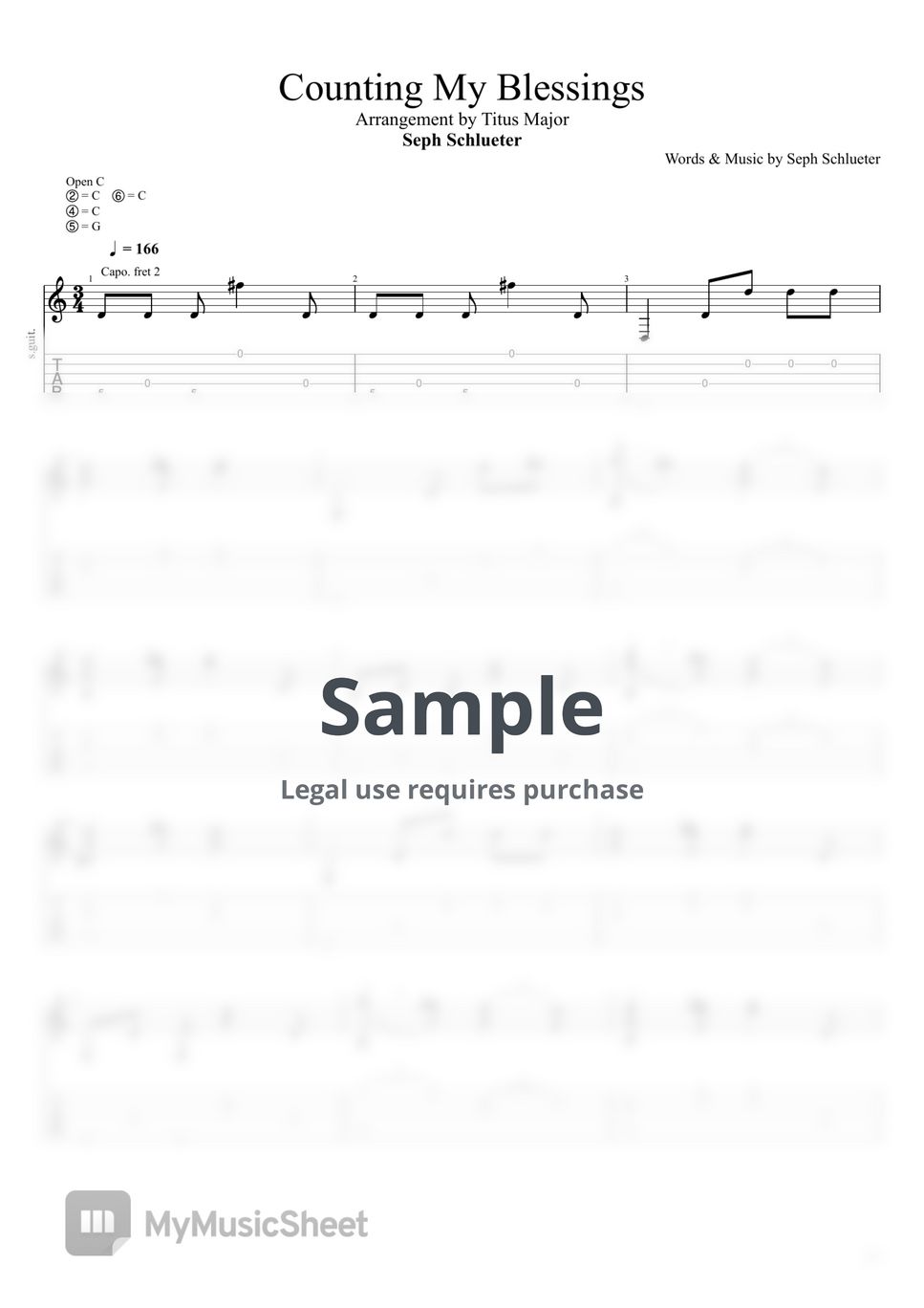 Seph Schlueter - Counting My Blessings 六线谱+单谱 by Titus Major