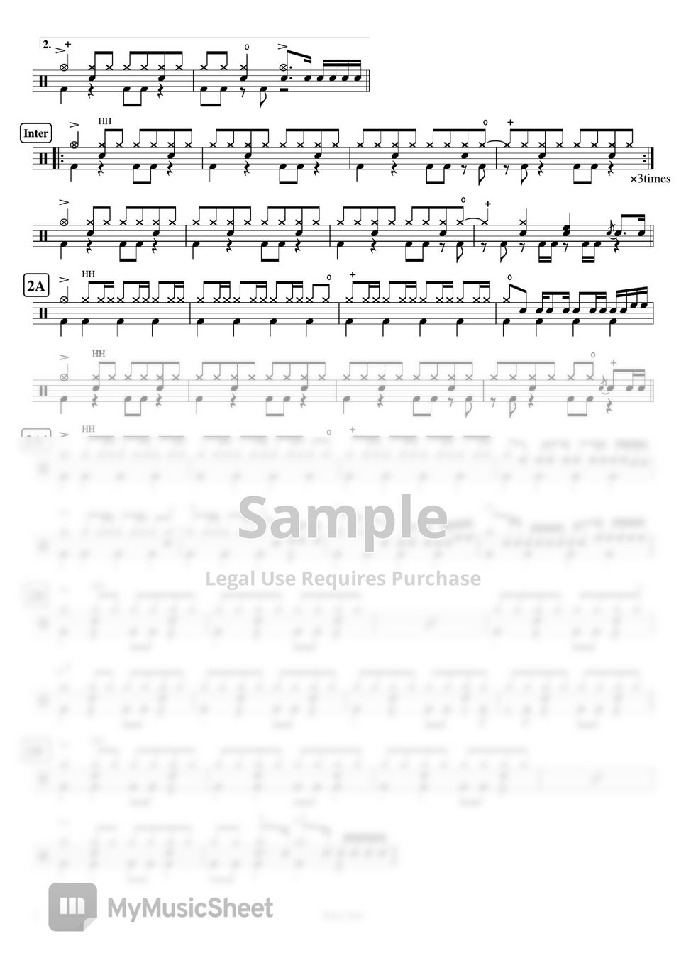 X JAPAN - Rusty Nail Sheet Music by Cookai's J-pop Drum sheet music!!!