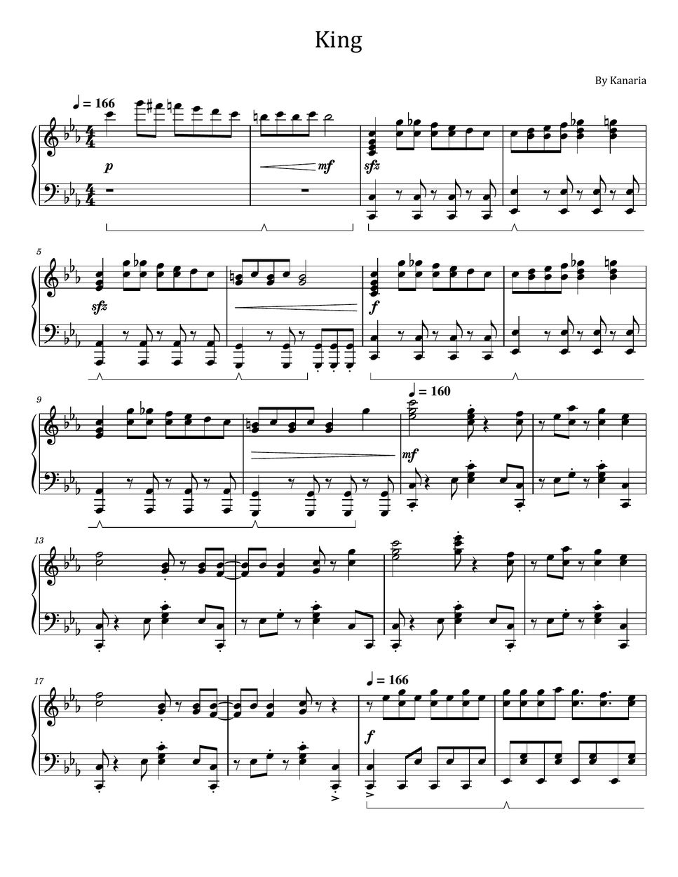 Kanaria - King (Kanaria - For Piano Solo) Sheets by poon