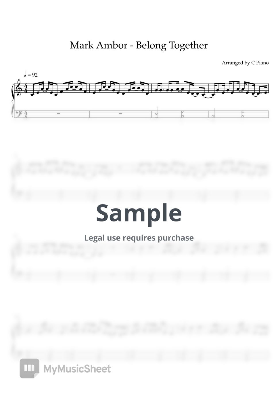 Mark Ambor - Belong Together (Easy Version) Sheet Music by C Piano