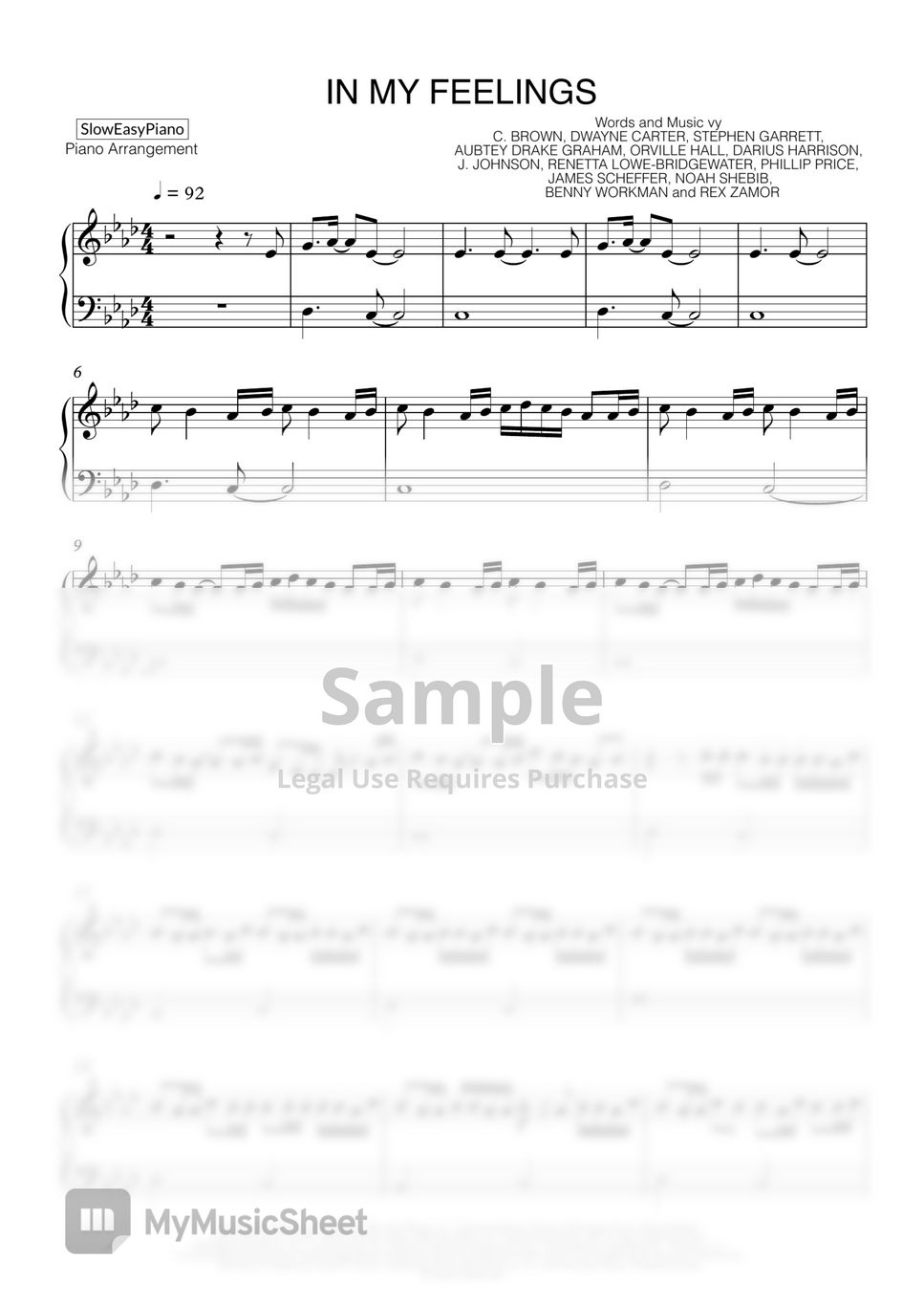 Drake - In My Feelings [Easy+Midi] Sheets by SlowEasyPiano