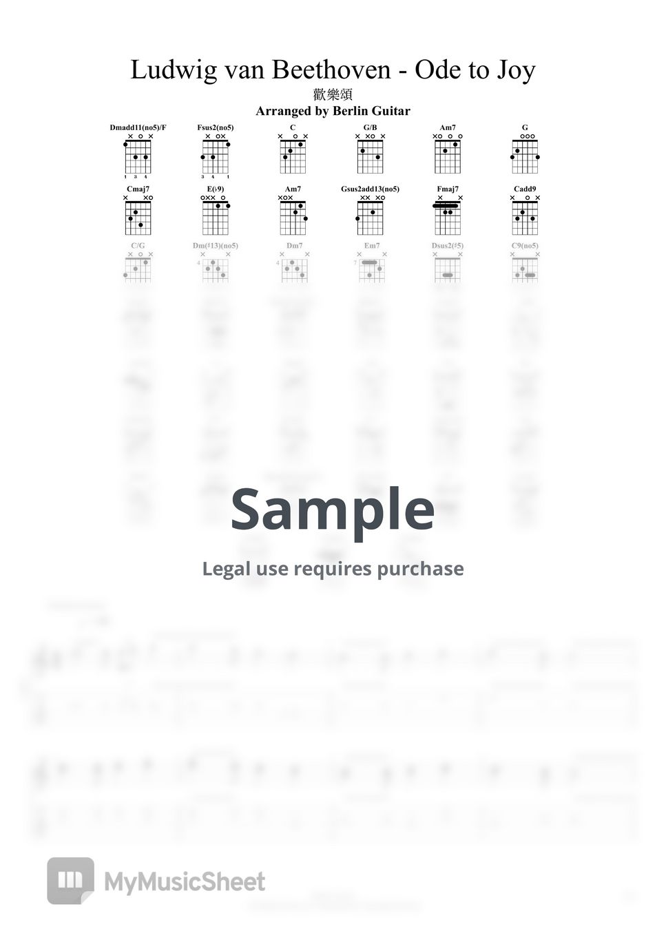 Beethoven Ode To Joy Tab 1staff