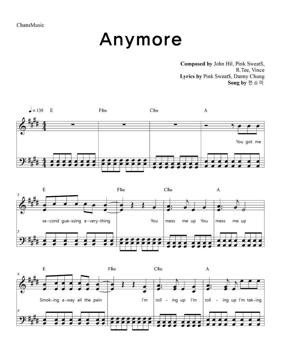 JEON SOMI (전소미) - Anymore (with Lyrics) Sheet by ChansMusic