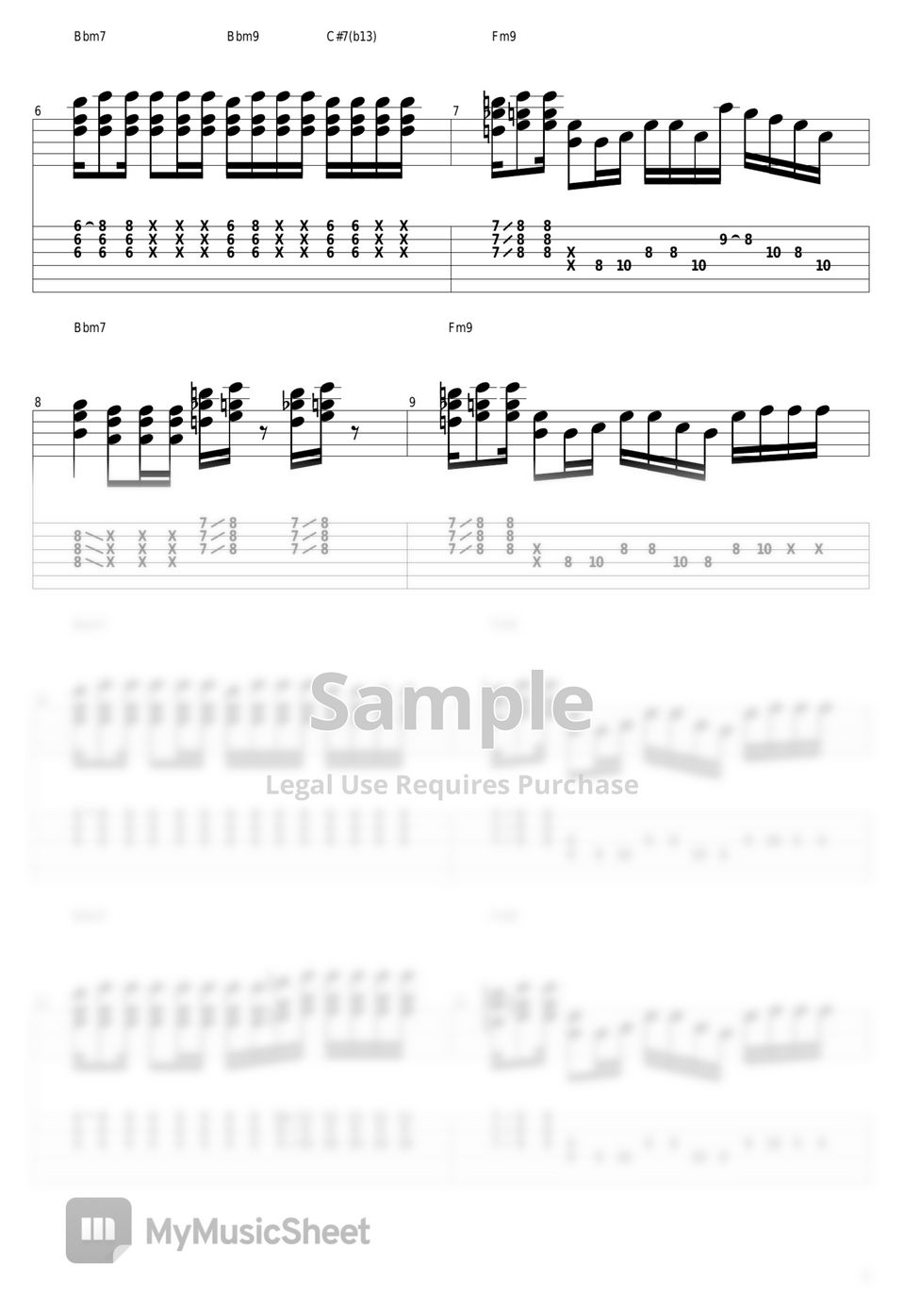 Bruno Mars - 24K Magic Tab + 1staff by guitar cover with tab