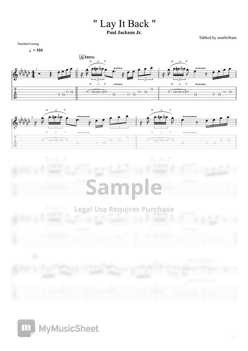 Paul Jackson Jr. - Lay It Back (Guitar Pro/GP/GP5/GPX) 악보 by non0x9ram