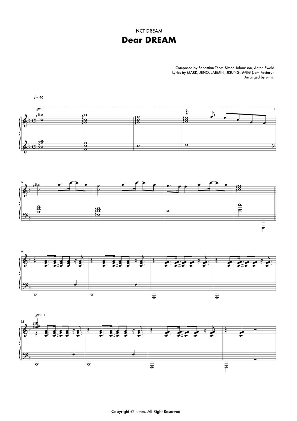 NCT DREAM - Dear DREAM 楽譜 by umm.