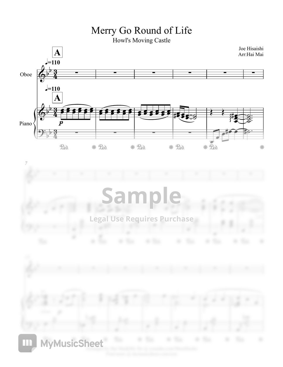 Joe Hisaishi Merry Go Round Of Life For Oboe Solo And Piano