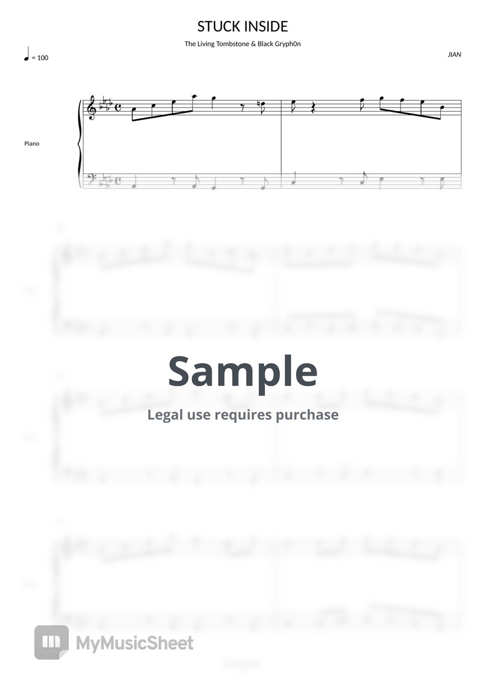 Black gryph0n - STUCK INSIDE (FNAF SONG) Sheet Music by JIAN823
