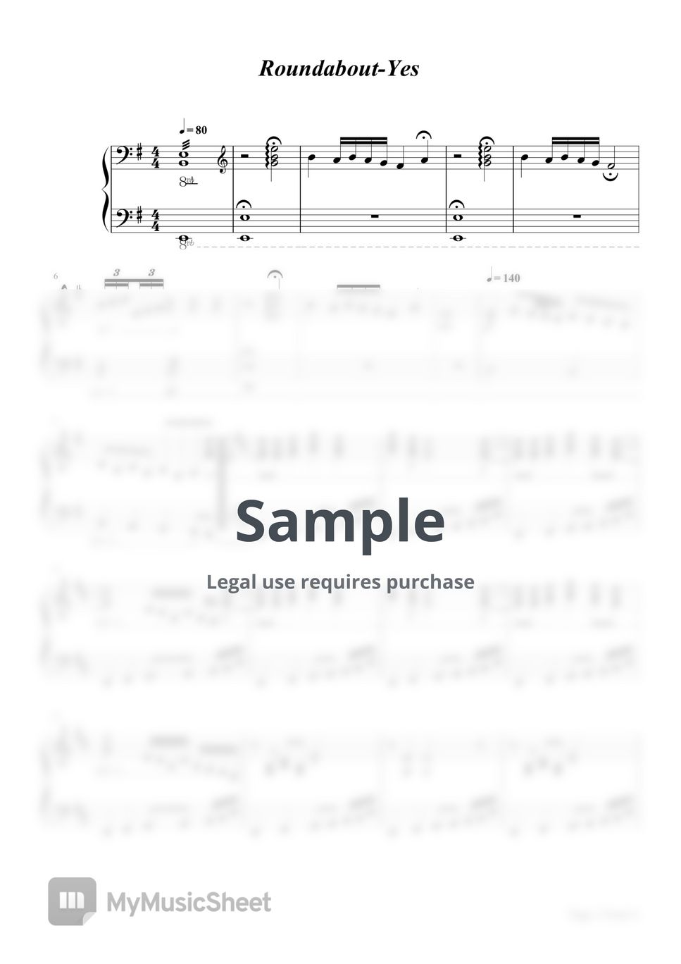 Yes - Roundabout (Yes) Sheet Music by Yilun