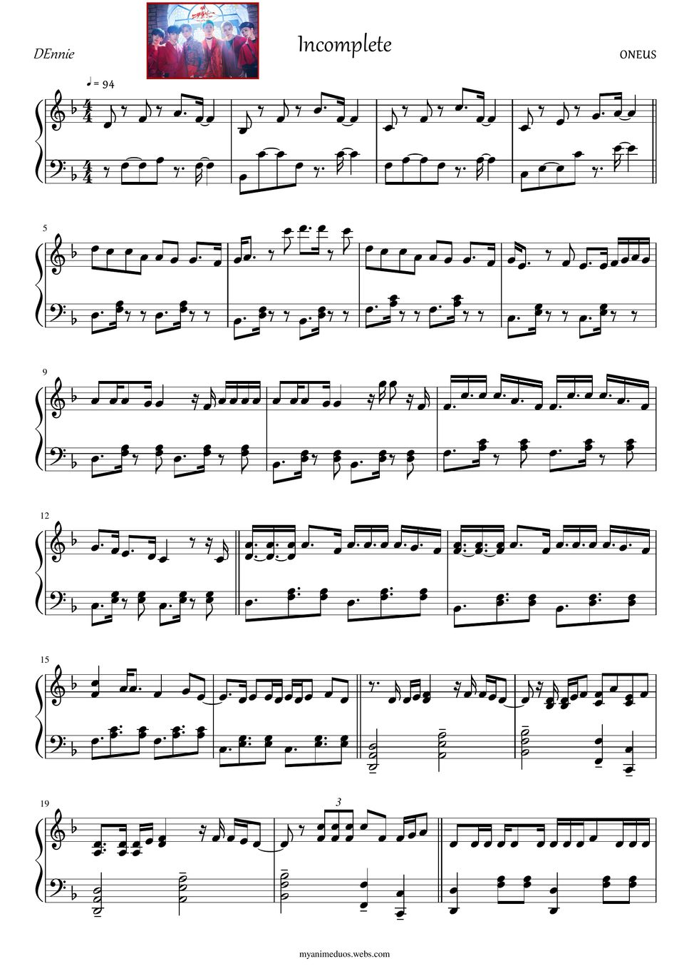 ONEUS - Incomplete Sheet by DEnnie