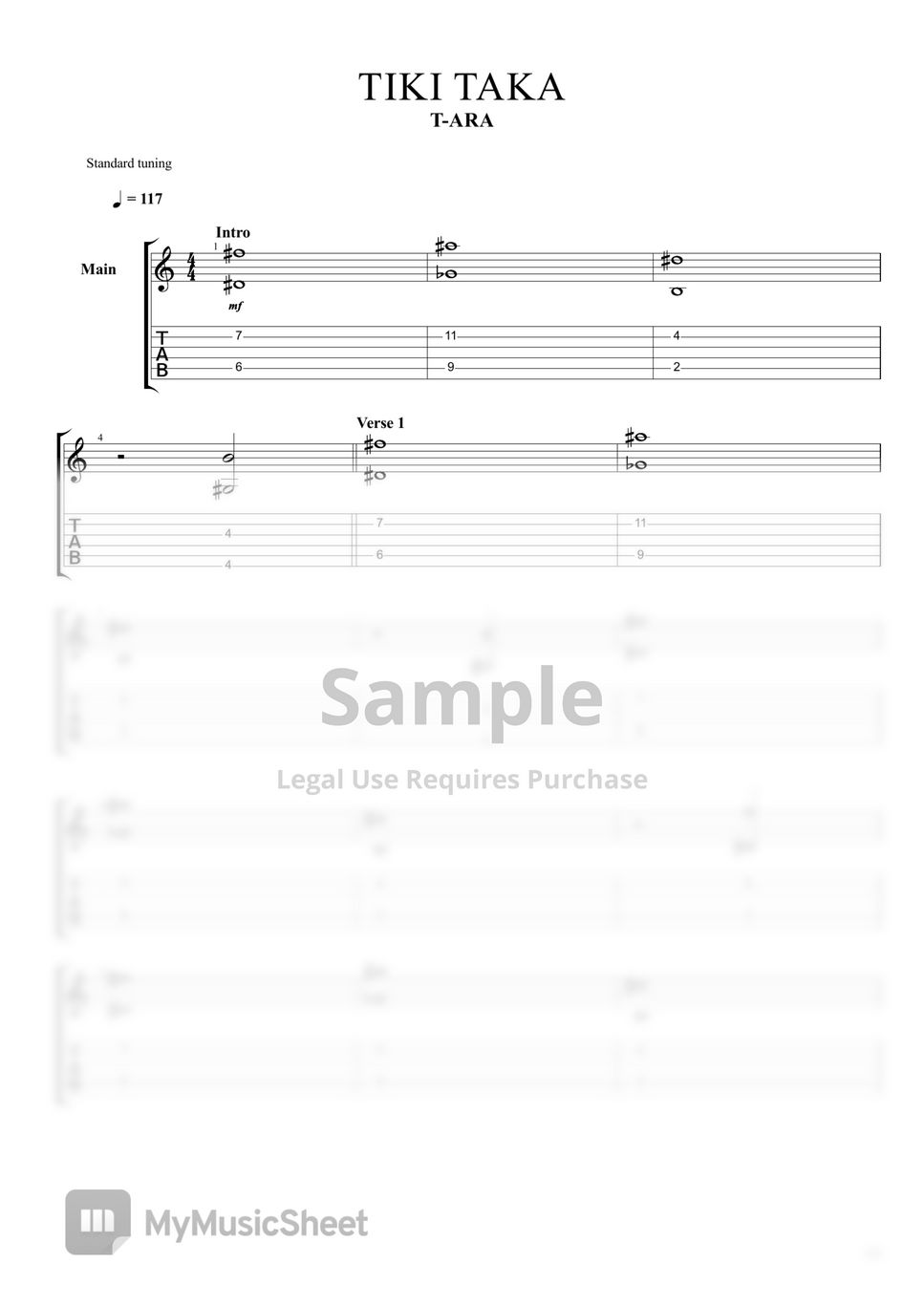 T-ARA - TIKI TAKA Sheet Music by T-ARA