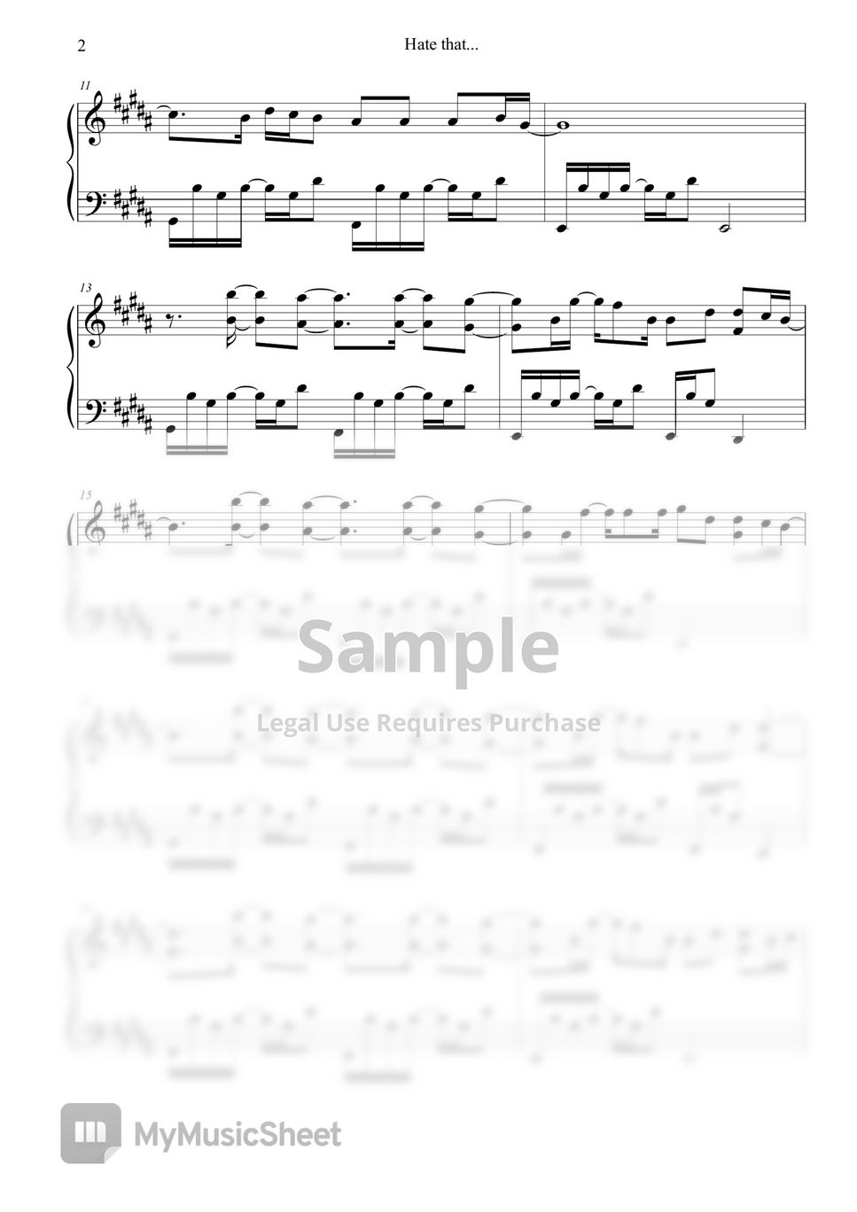 KEY - Hate that... Sheets by Lunar Piano